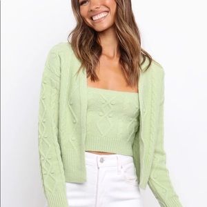 Sweaters | Green Two Piece Cardigan And Knit Top Set | Poshmark